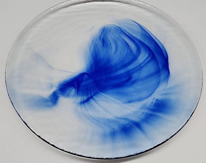 Bormioli Rocco Murano Swirl Blue Glass Salad Plate 8" - Etsy