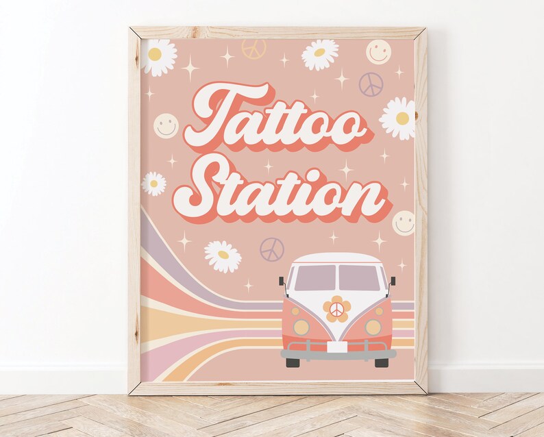 Tattoo Station Sign Groovy 70's Printable Sign 8 X 10 - Etsy