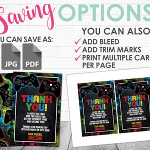 Video Game Thank You Card, Gamer Birthday Thank You Card, Video Game ...