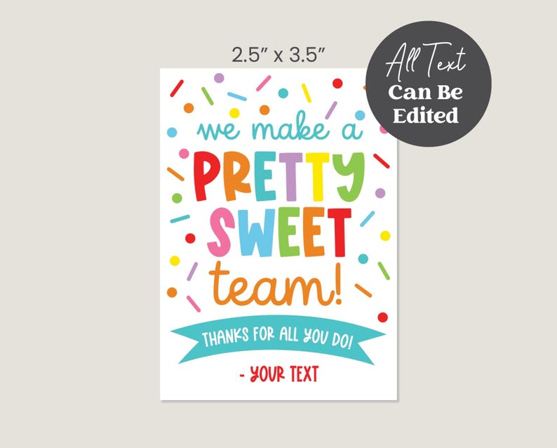 Pretty Sweet Team Printable Tag | Candy Treat Tag | Appreciation Tag ...