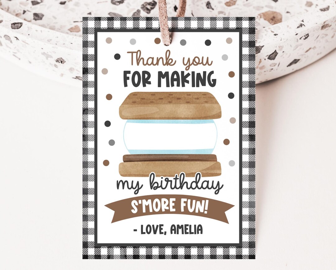 S'mores Birthday Gift Tag Smore Thank You Tag Smores Birthday Party ...