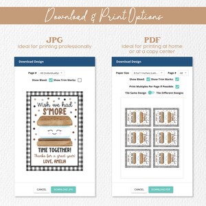 S'mores Gift Tag, Wish We Had S'more Time Together Tag, Staff Teacher ...
