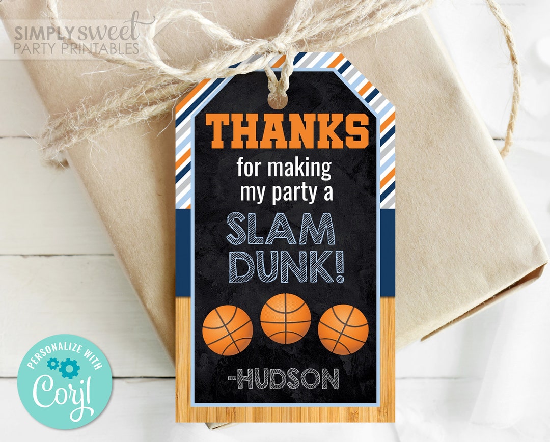 Editable Basketball Thank You Tag, Sports Printable Favor Tag ...