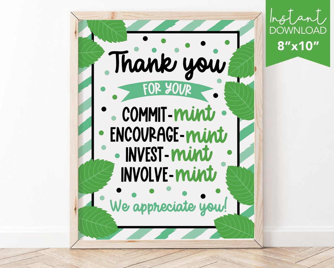 Appreciation Mint Printable Sign Mint Gum Candy Appreciation Week Gift ...