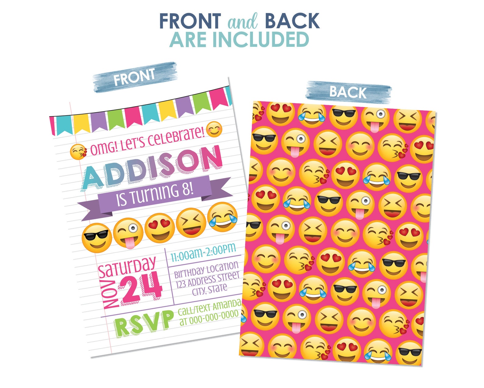 Emoji Printable Birthday Invitation Emoji Invitation Emoji - Etsy UK