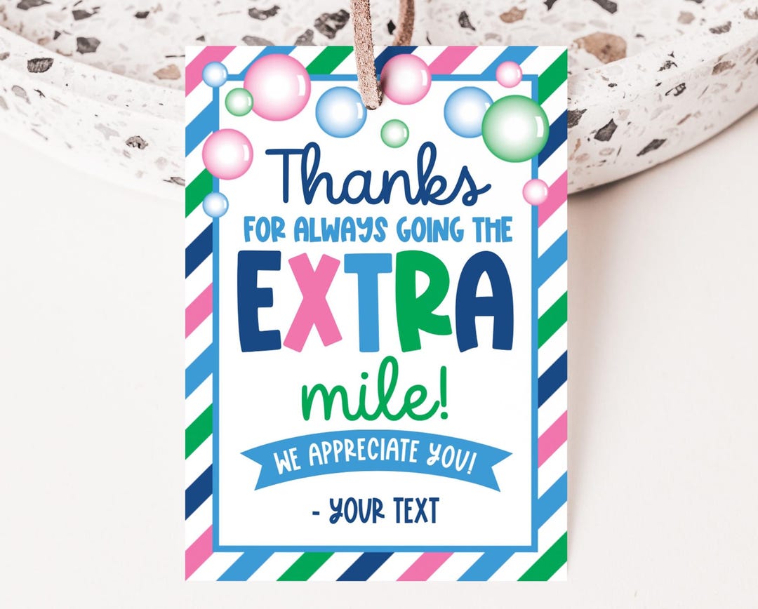 Extra Mile Printable Tag | Extra Gum Editable Tag | Appreciation Tag ...