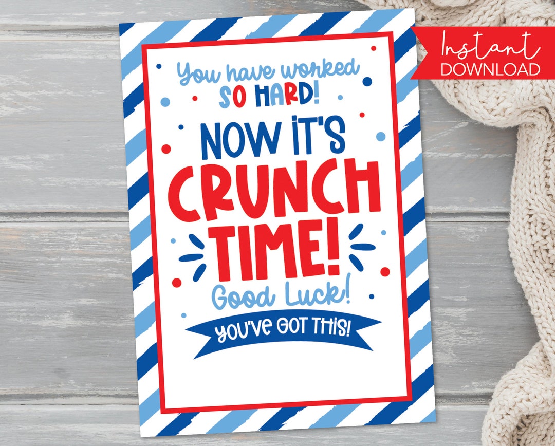 Crunch Time Printable Tag Good Luck Tag Team Competition Test Taking ...