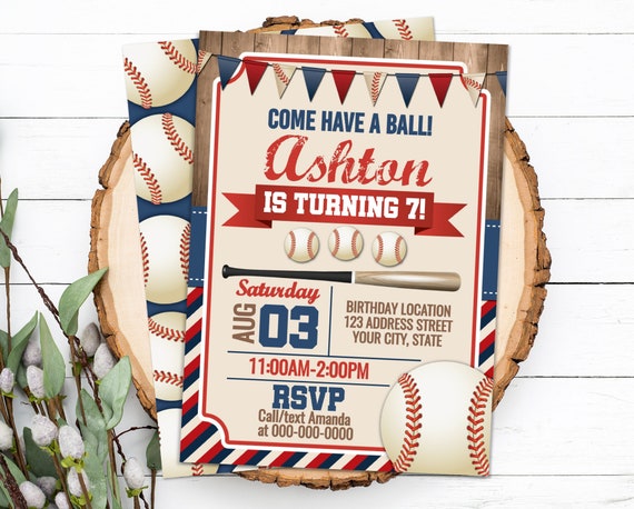 Editable Baseball Invitation Baseball Birthday Invitation - Etsy