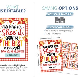 Editable Pizza Appreciation Tag Teacher Nurse Employee Staff ...