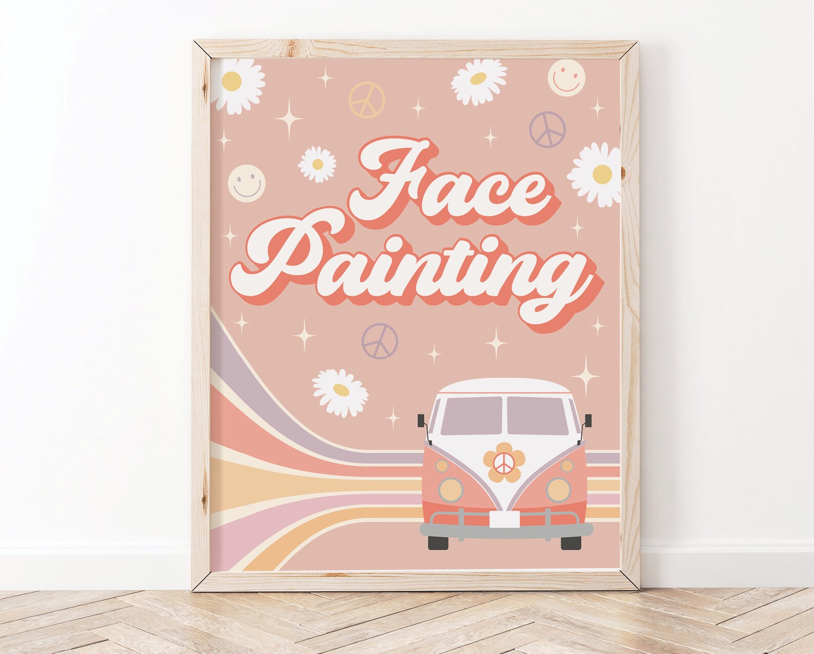 Face Painting Sign, Groovy 70's Printable Sign, 8 X 10 Sign , Retro ...