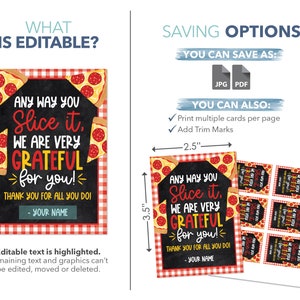 Editable Pizza Appreciation Tag Teacher Nurse Employee Staff ...