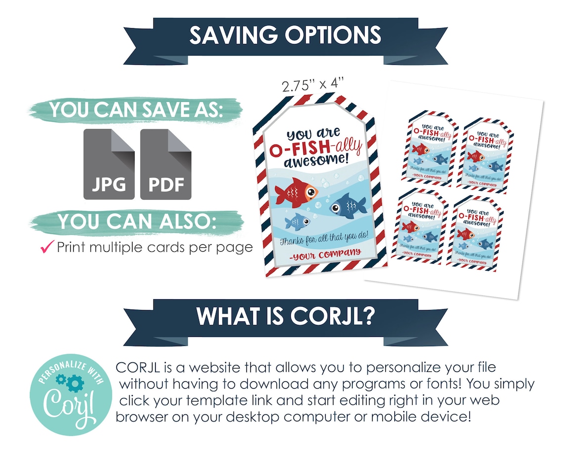 Editable Fish Gift Tag You Are O-fishally Awesome Staff | Etsy