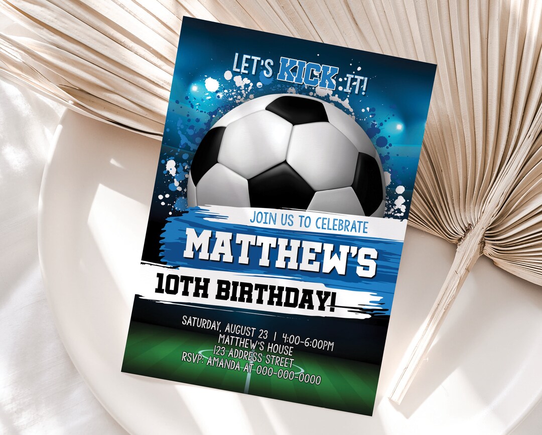 Soccer Birthday Invitation, Soccer Printable Invitation, Soccer ...