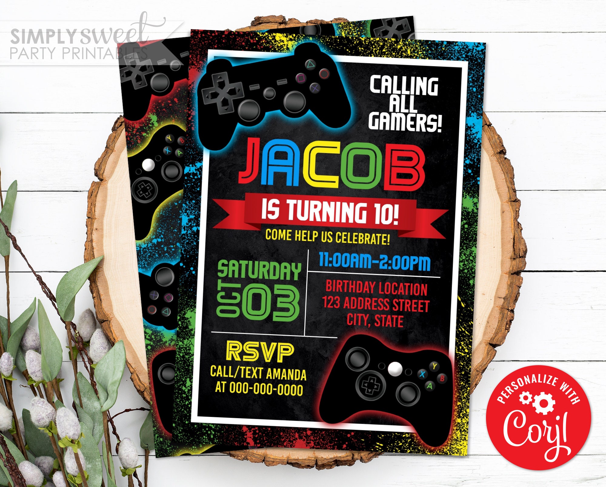 Editable Video Game Birthday Invitation Gamer Invitation | Etsy Canada