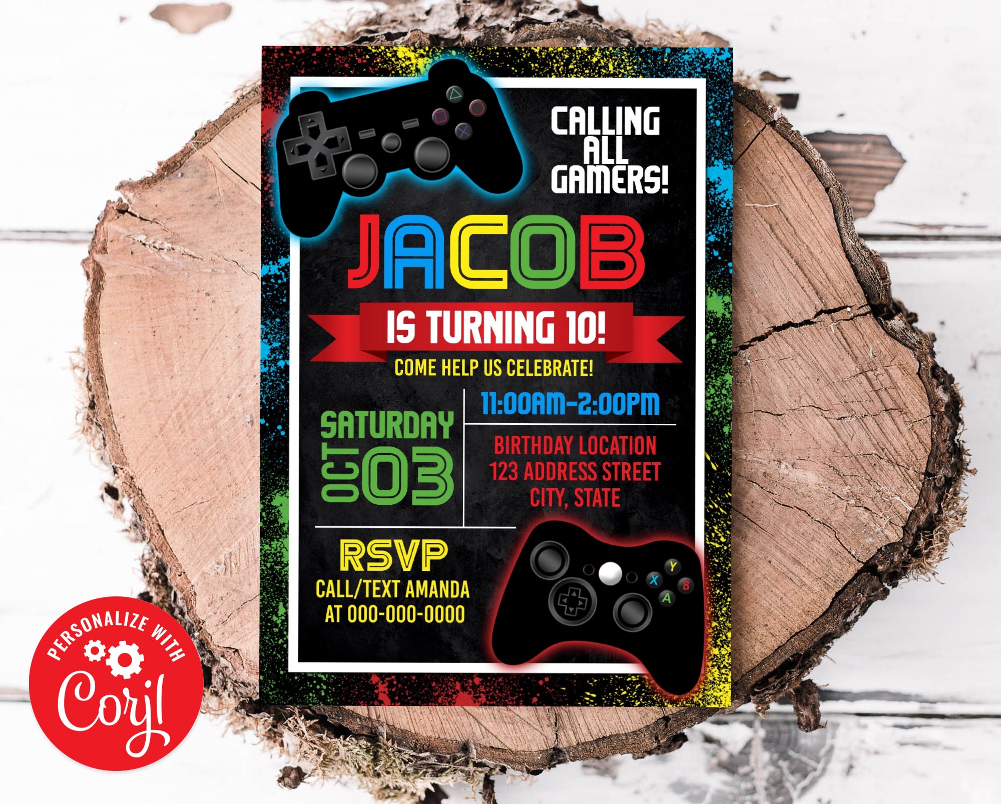 Editable Video Game Birthday Invitation Gamer Invitation - Etsy Canada