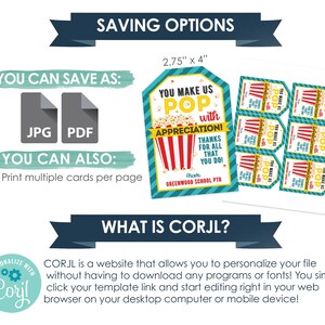 Editable Popcorn Gift Tag, You Make Us Pop Tag, Nurse Teacher Volunteer ...