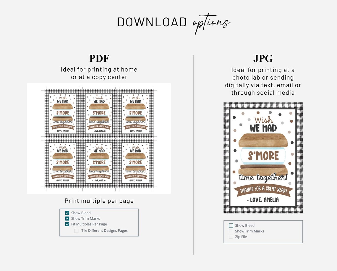 S'mores Gift Tag Wish We Had Smore Time Together Tag Year End Gift ...