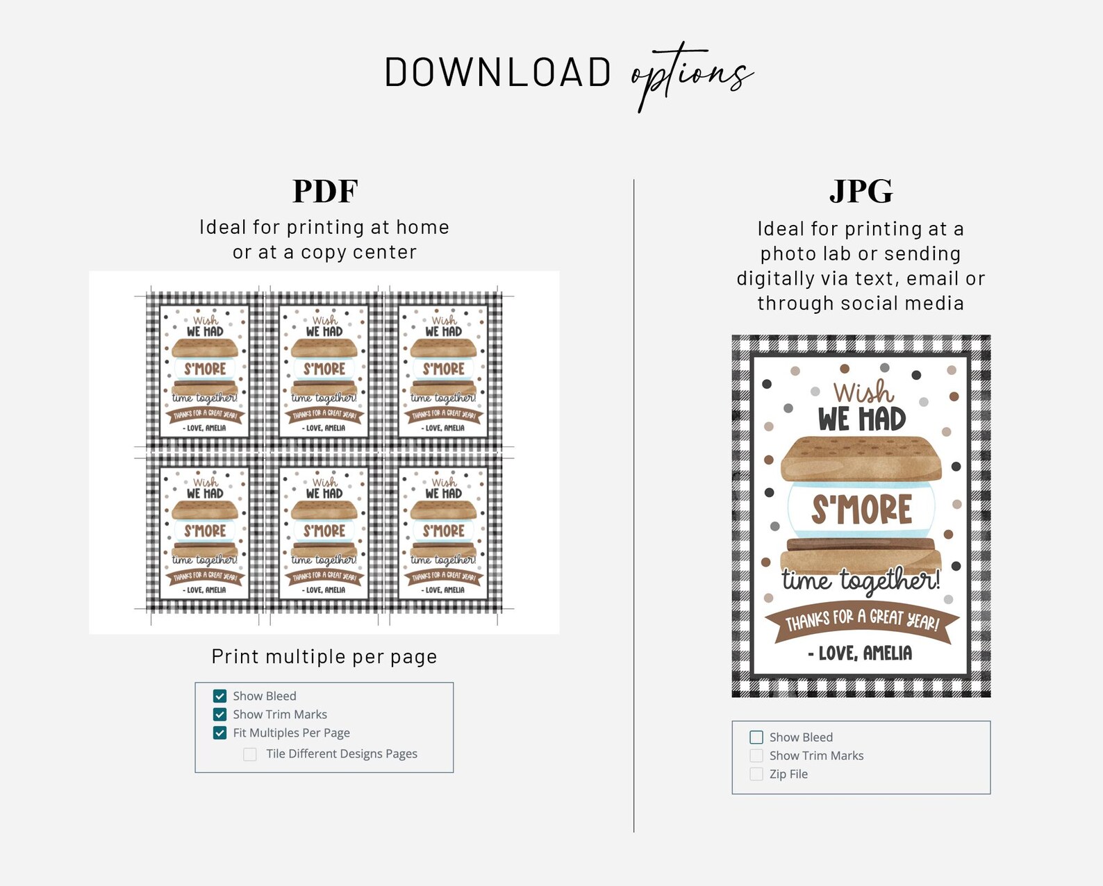 S'mores Gift Tag Wish We Had Smore Time Together Tag Year End Gift ...