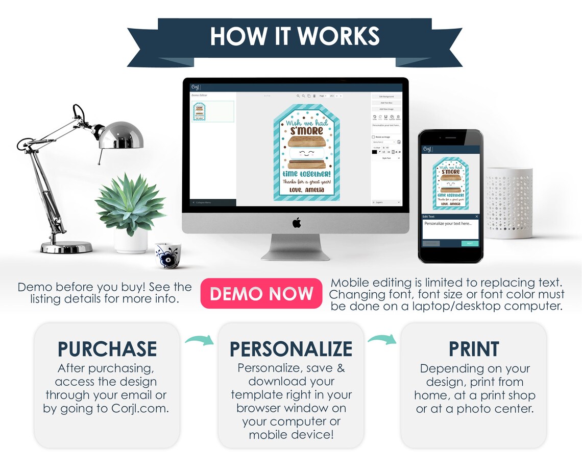 Editable S'mores Gift Tag Wish We Had S'more Time - Etsy