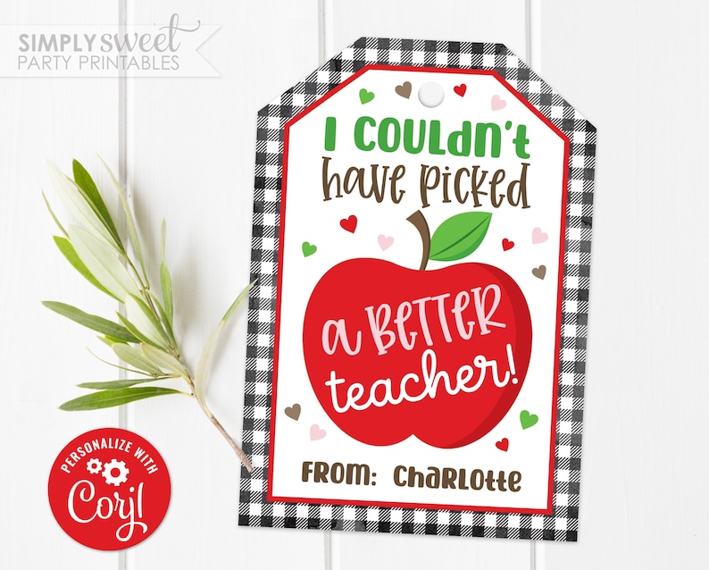 Editable Apple Teacher Gift Tag I Couldn't Have Picked a - Etsy