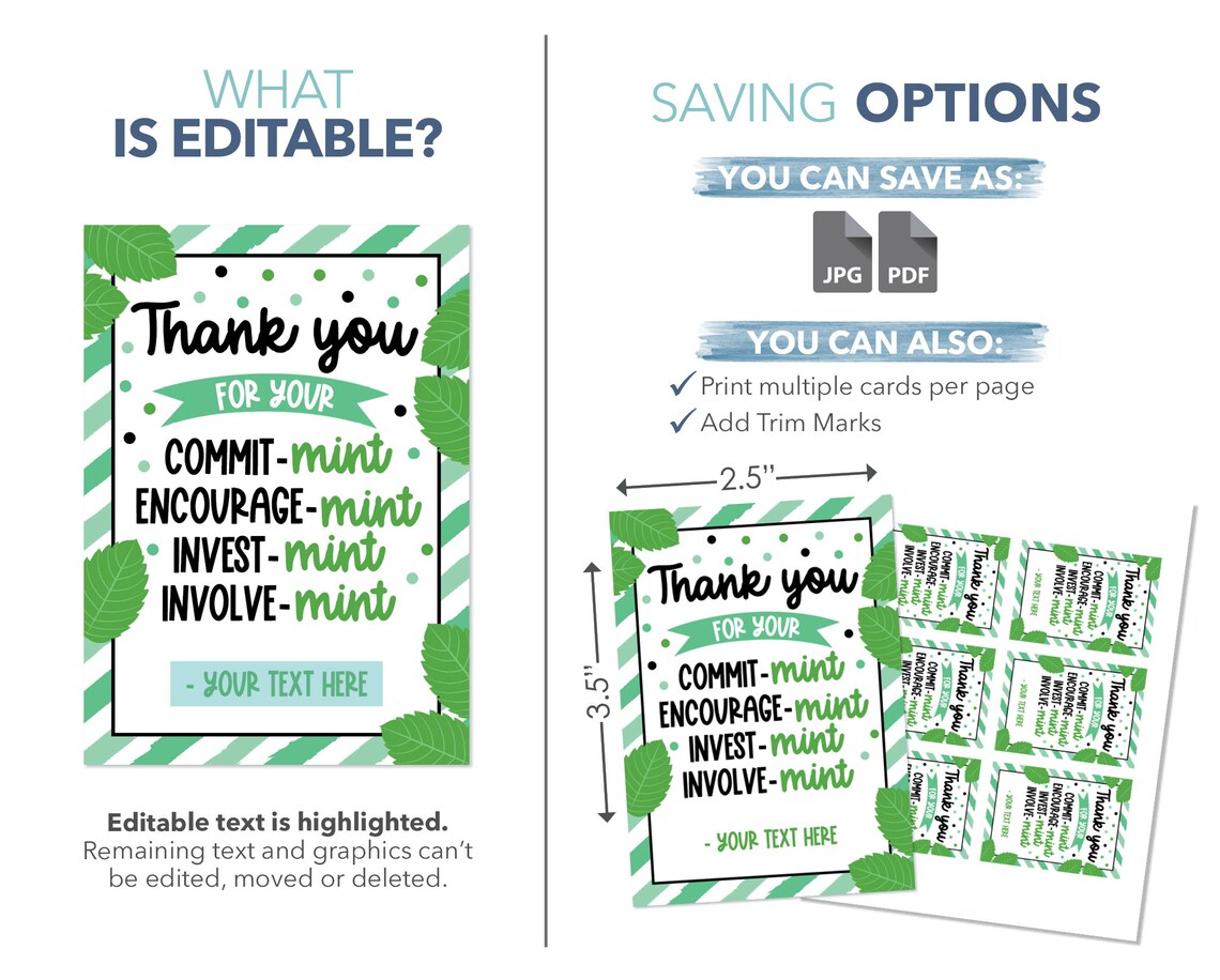 Appreciation Mint Printable Tag Mint Gum Candy Appreciation Week Gift ...