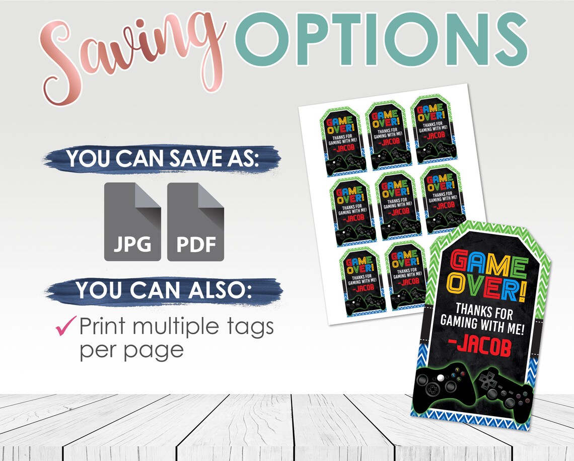 Video Game Thank You Tag Gamer Favor Tag Game Truck Birthday | Etsy