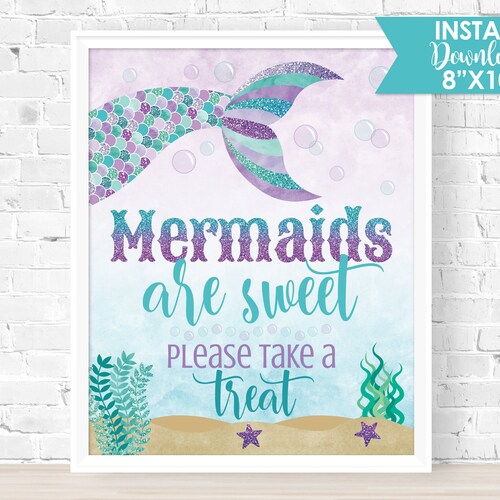 Welcome Mermaids Sign Mermaid Printable Sign 8 X 10 Mermaid - Etsy