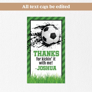 Soccer Thank You Tag, Soccer Favor Tag, Soccer Birthday, Soccer ...
