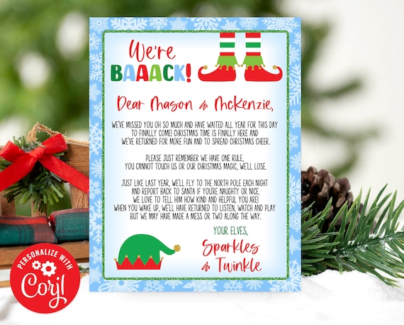 Editable Elves Arrival Letter Elf We're Back Note | Etsy
