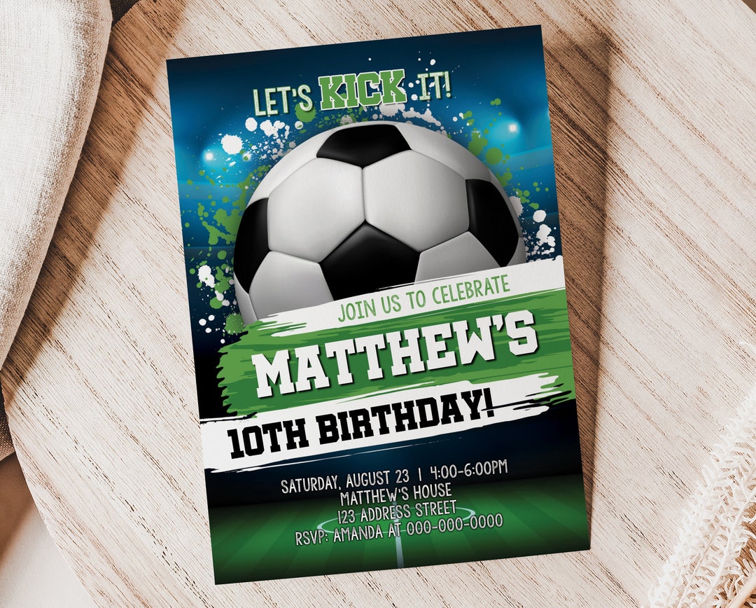 Soccer Birthday Invitation, Soccer Printable Invitation, Soccer ...