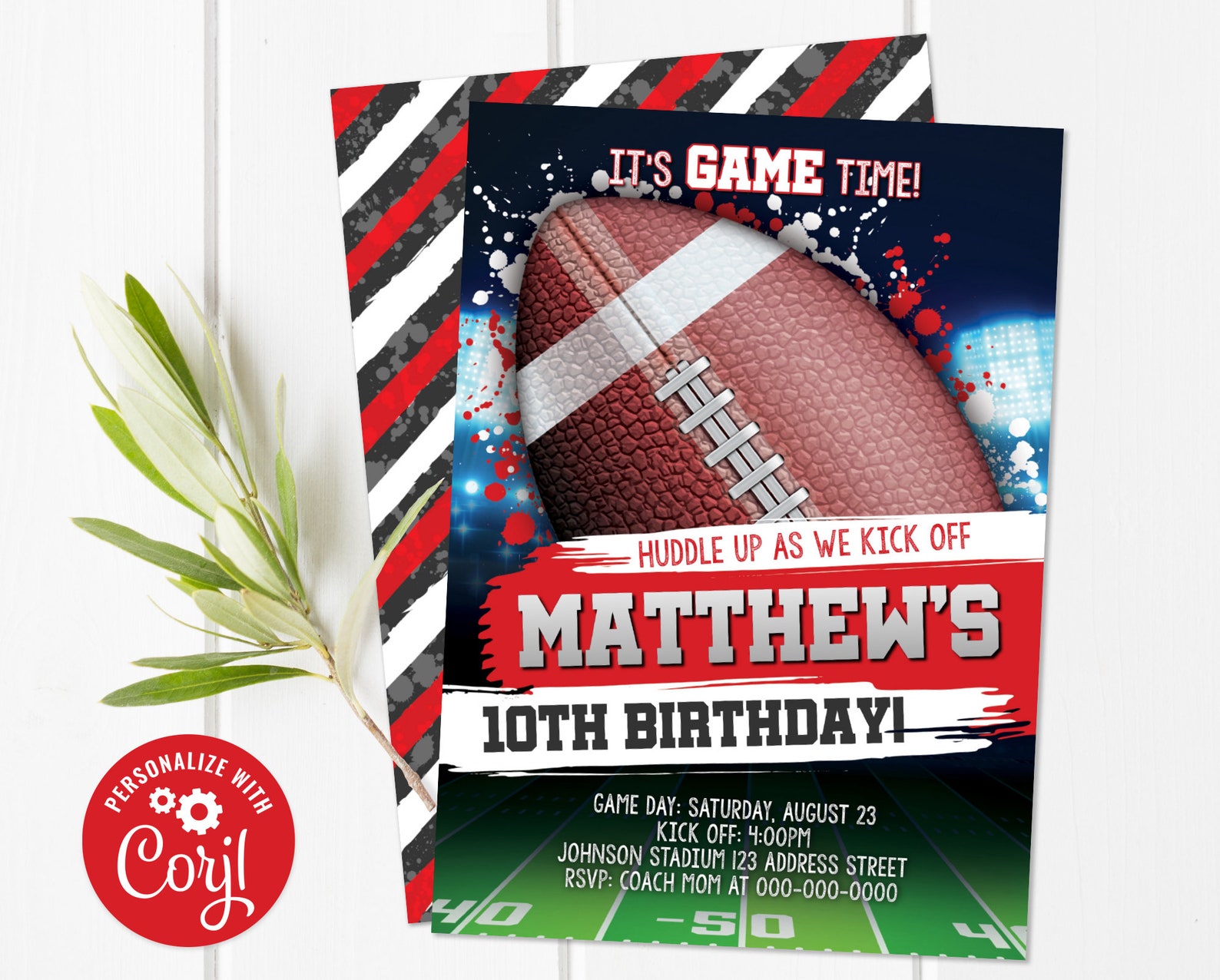 Editable Football Birthday Invitation, Football Ticket Invitation ...