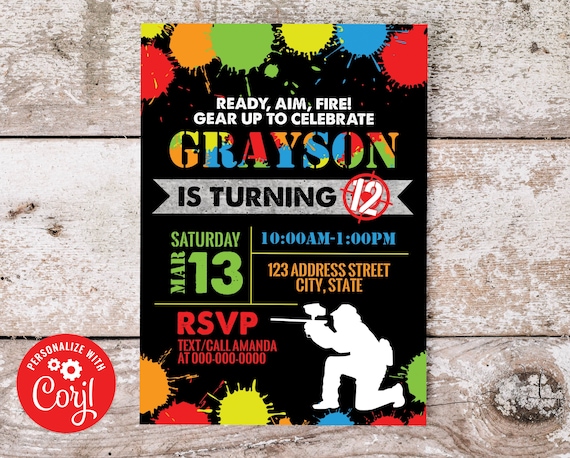 Blank Paintball Invitations