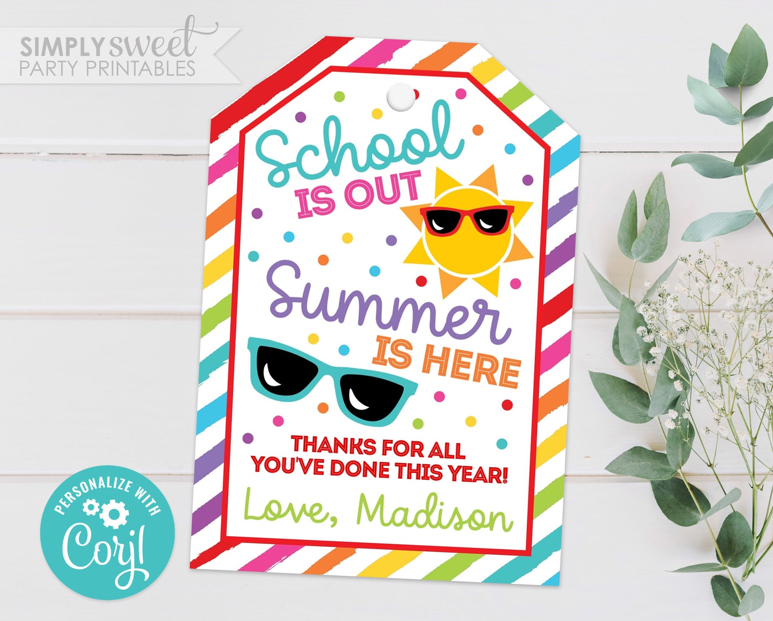 Editable School is Out Summer is here Gift Tag Teacher | Etsy