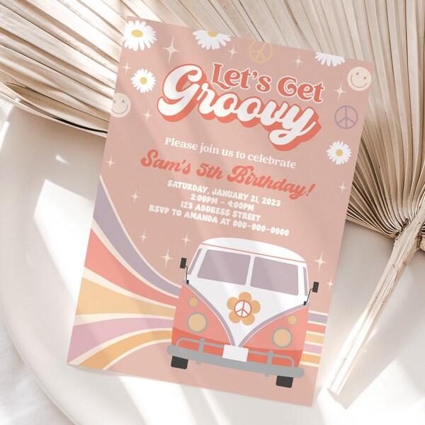 Lets Get Groovy Birthday Invite - Etsy