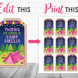 Camping Thank You Tag Printable Favor Tag Glamping Thank You | Etsy
