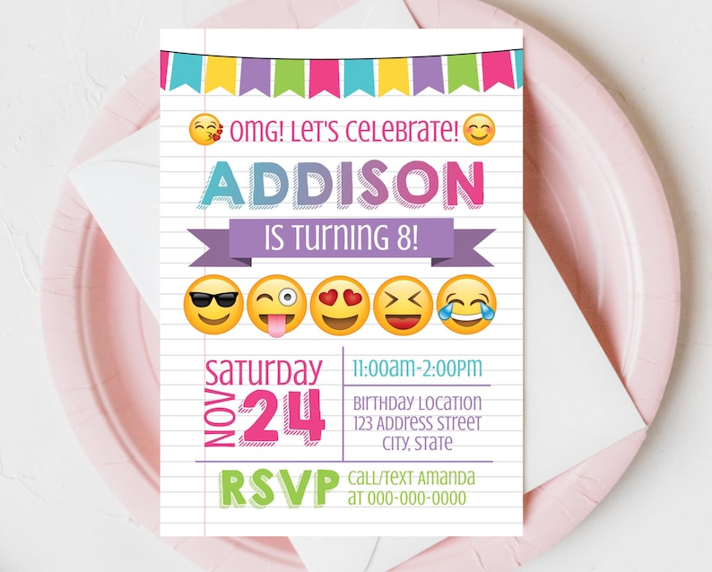Emoji Printable Birthday Invitation Emoji Invitation Emoji - Etsy