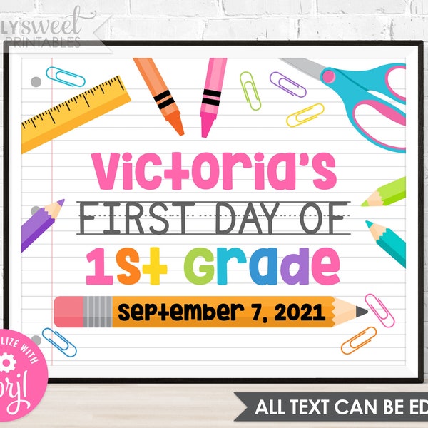 First Day of 1st Grade - Etsy
