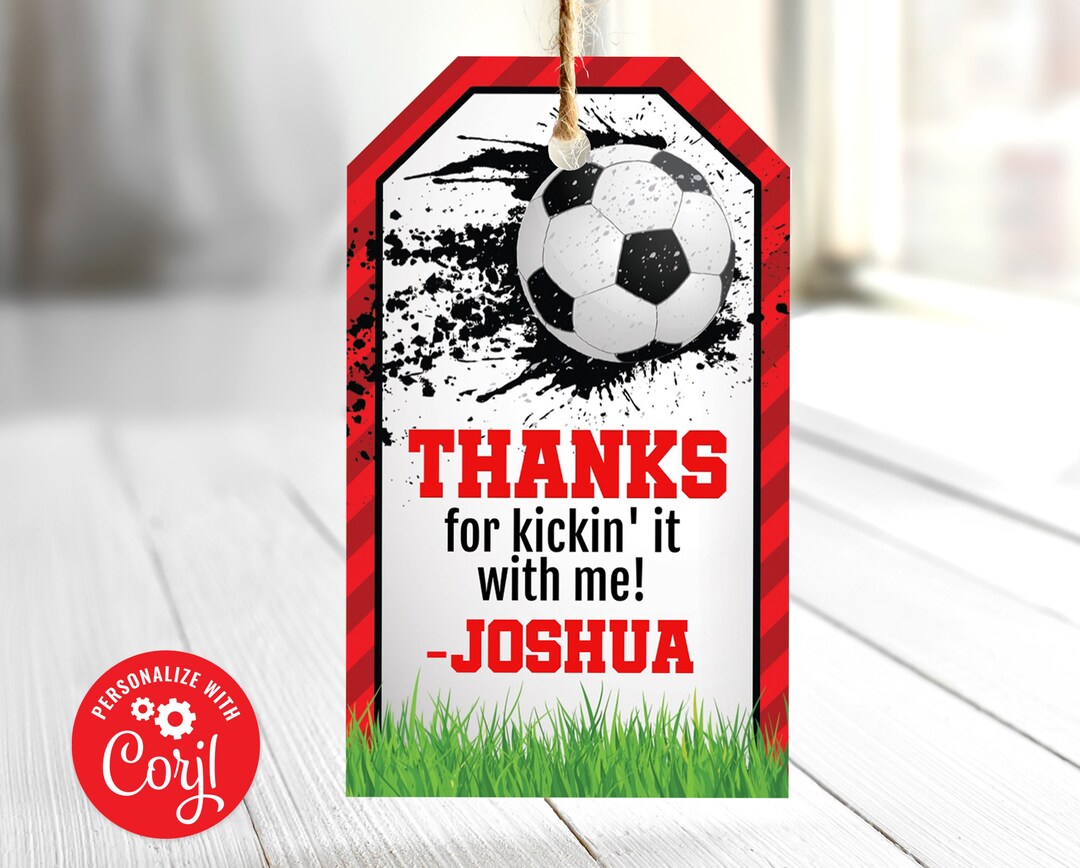 Editable Soccer Thank You Tag, Soccer Favor Tag, Soccer Birthday ...
