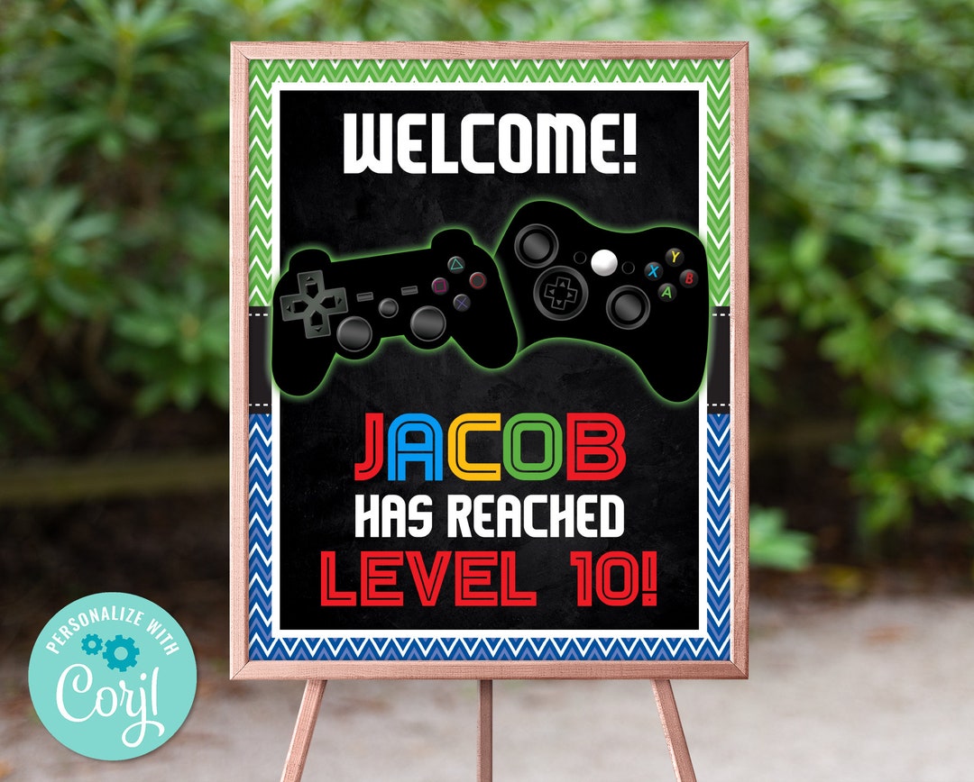 Editable Video Game Welcome Sign, Gamer 16x20 Birthday Sign, Video Game ...