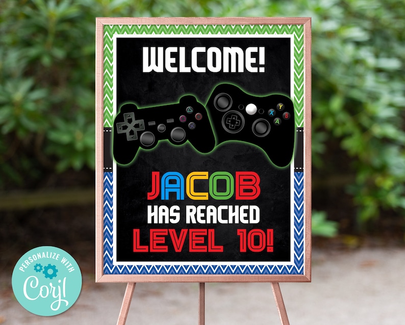 Editable Video Game Welcome Sign Gamer 16x20 Birthday Sign | Etsy