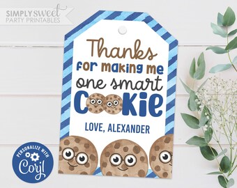 Teacher Gift Tags Thank You for Making Me One Smart Cookie - Etsy