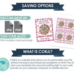 Editable Smart Cookie Valentine Card Personalized Cookie Valentine's ...