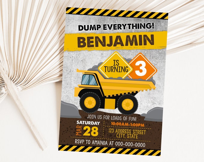 Construction Birthday Printable Invitation, Construction Invitation ...