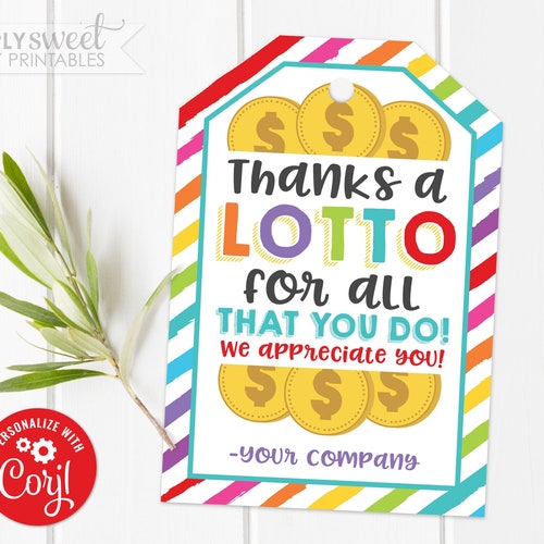 Thanks a Lotto for All You Do Favor Tag INSTANT DOWNLOAD | Etsy