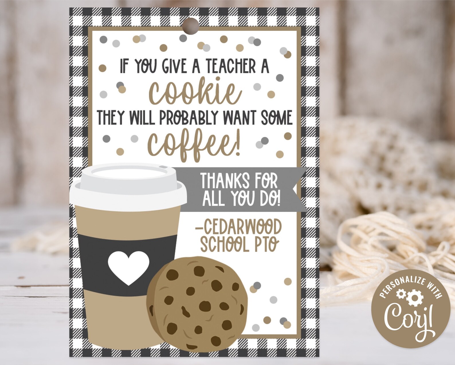 Editable Teacher Appreciation Cookie Coffee Printable Tag If - Etsy