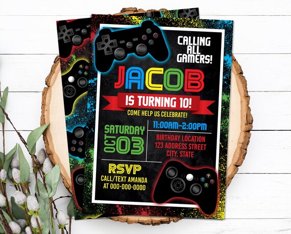 Editable Video Game Birthday Invitation Gamer Invitation | Etsy