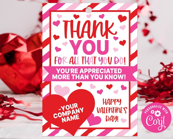 Thank You for All That You Do Printable Valentine Tag | Etsy