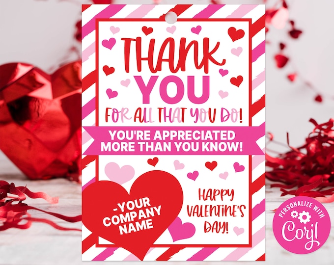 Valentines Day Cards for Coworkers Holiday Gift Tags Printable Gift ...