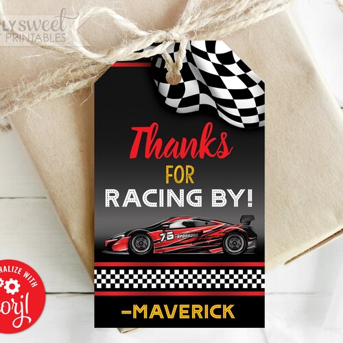 Editable Race Car Thank You Tag Car Printable Favor Tag - Etsy