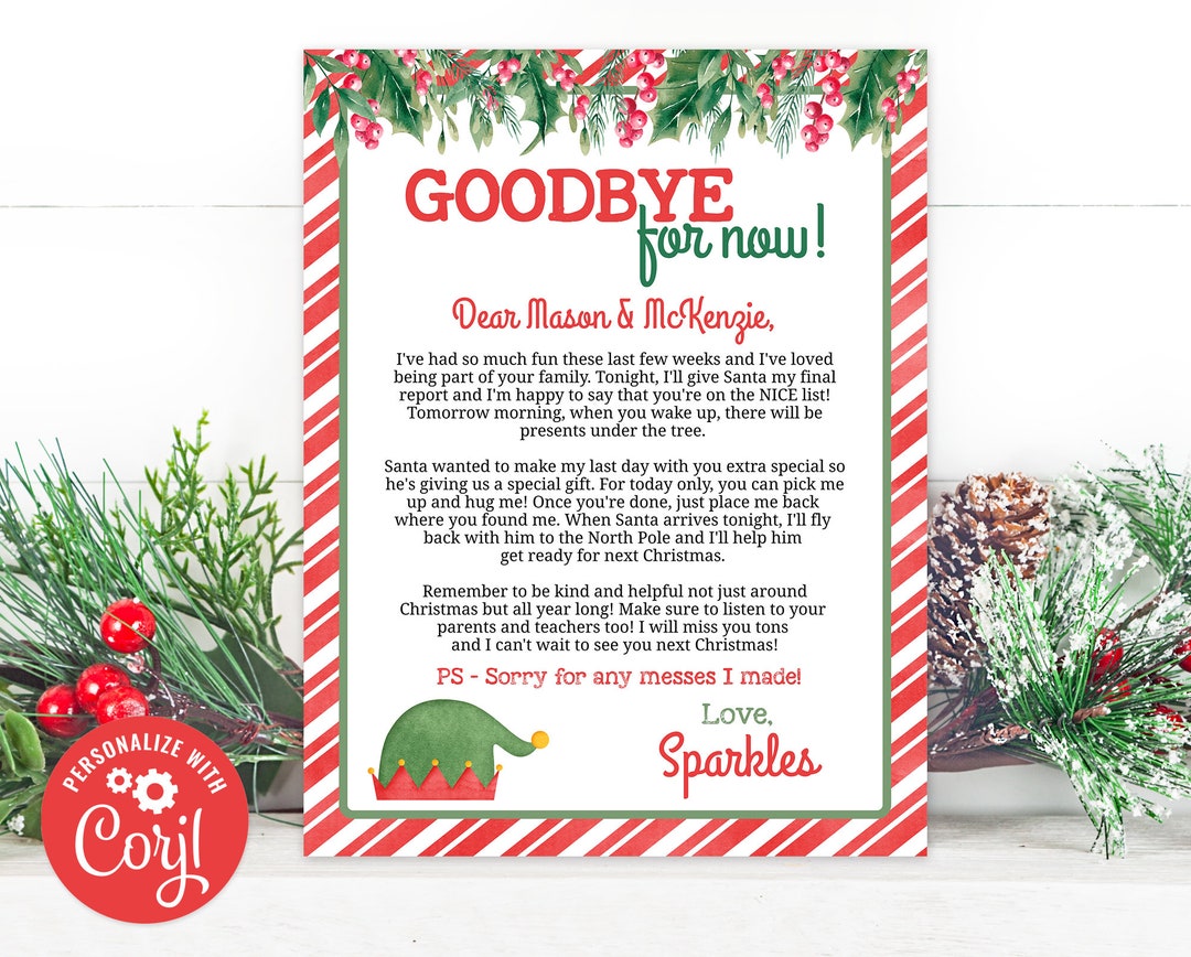 Editable Elf Goodbye Letter, Elf Goodbye Note, Christmas Elf Good Bye ...